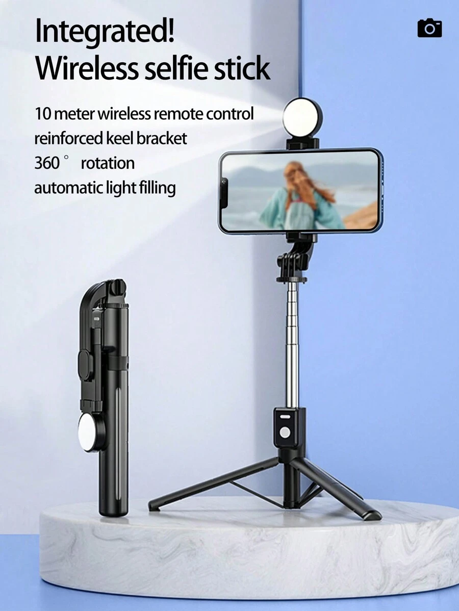 B11s Black Selfie Stick With Tripod Stand & Fill Light, Perfect For Live Streaming | SHEIN USA