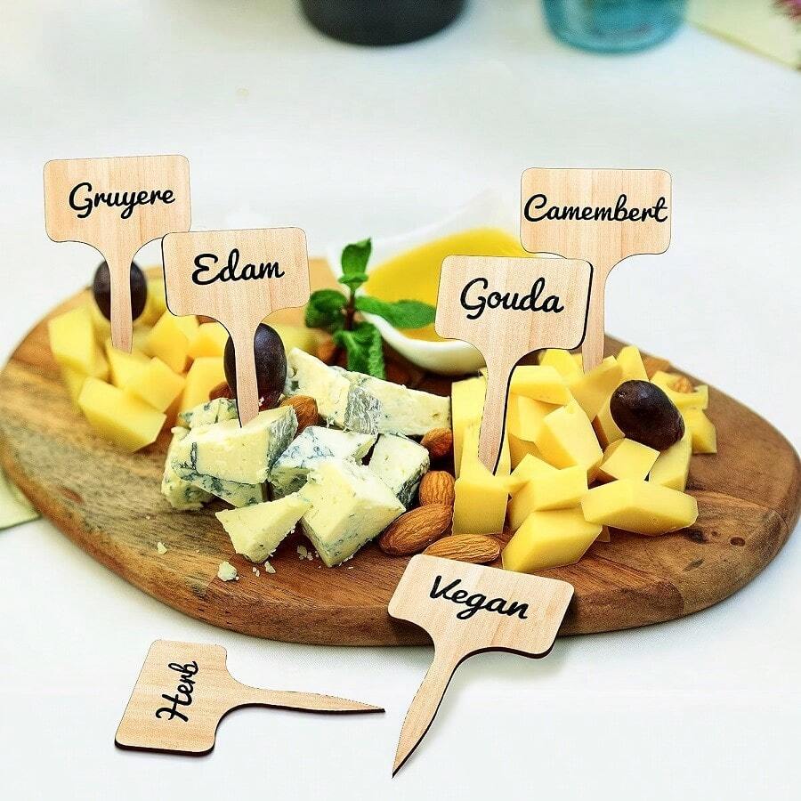15pcs Handwritten Wooden Cheese Labels, Reusable Cheese Tags For Cheese ...