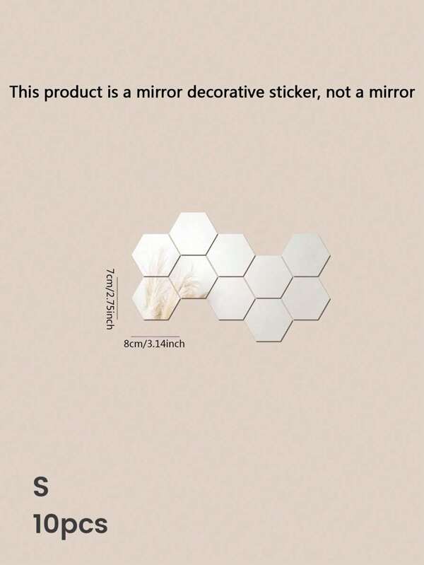 10pcs Mirror Wall Sticker, Hexagon Wall Art Sticker, DIY Household ...