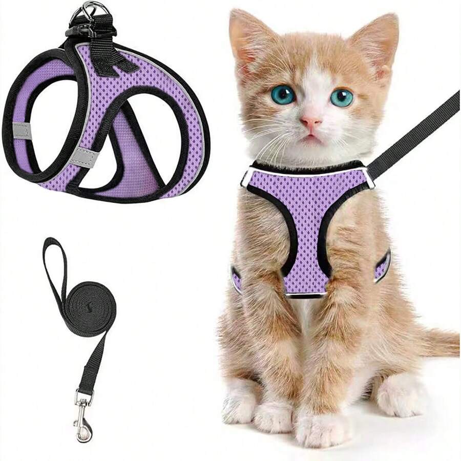 Walking Cat Harness With Fur Trim, Escape Proof & Soft Adjustable Cat ...