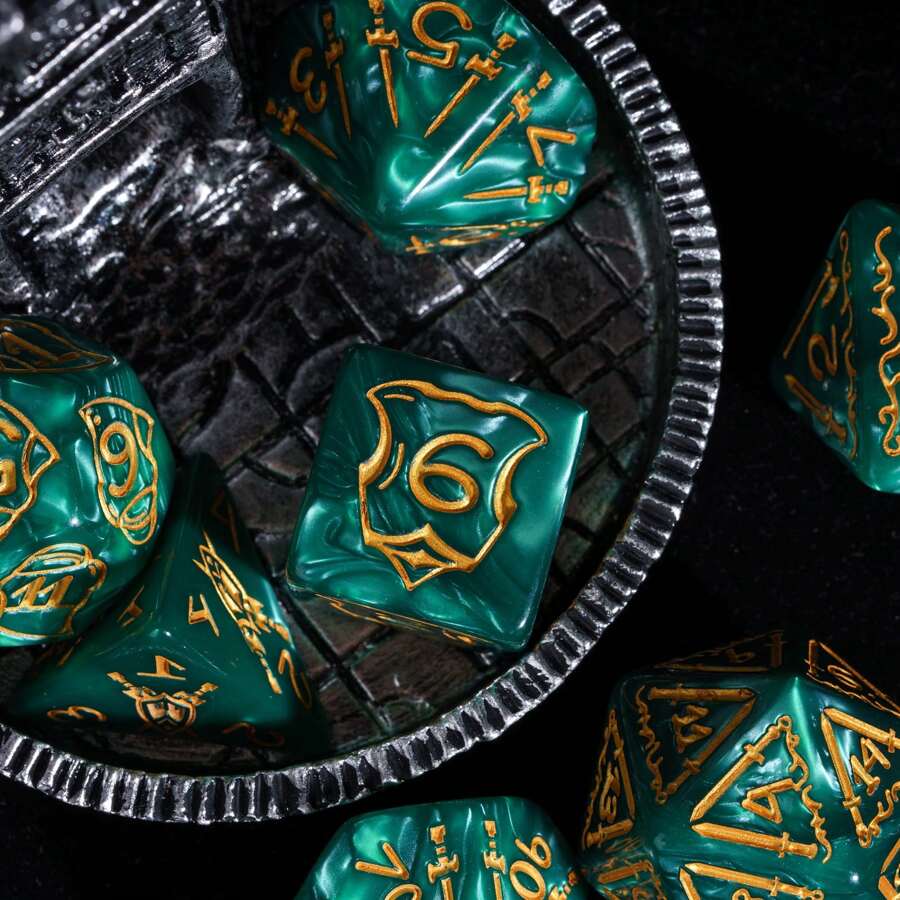 Cusdie 7-Die 25mm Giant DND Dice, Shield&Sword Pattern Polyhedral Dice ...