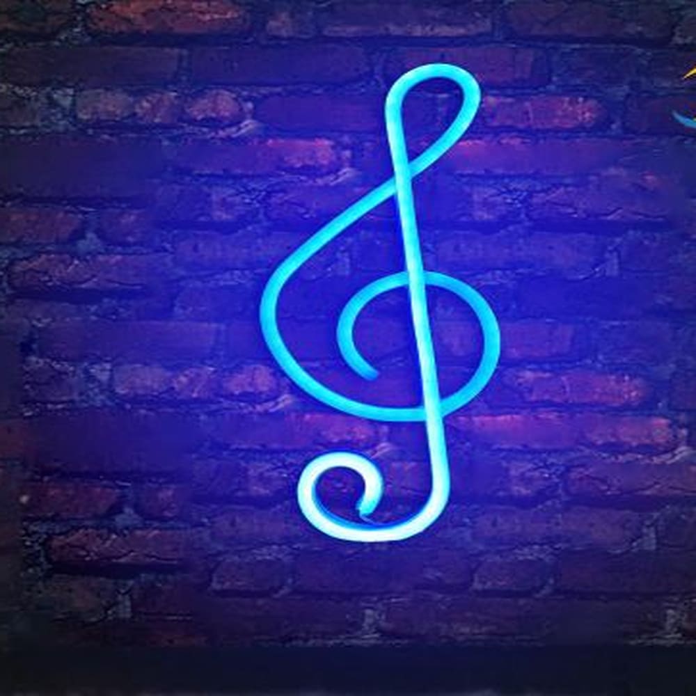 Letrero Neón Led Nota Musical Sol Azul, Decoración Luminoso para Cuarto ...