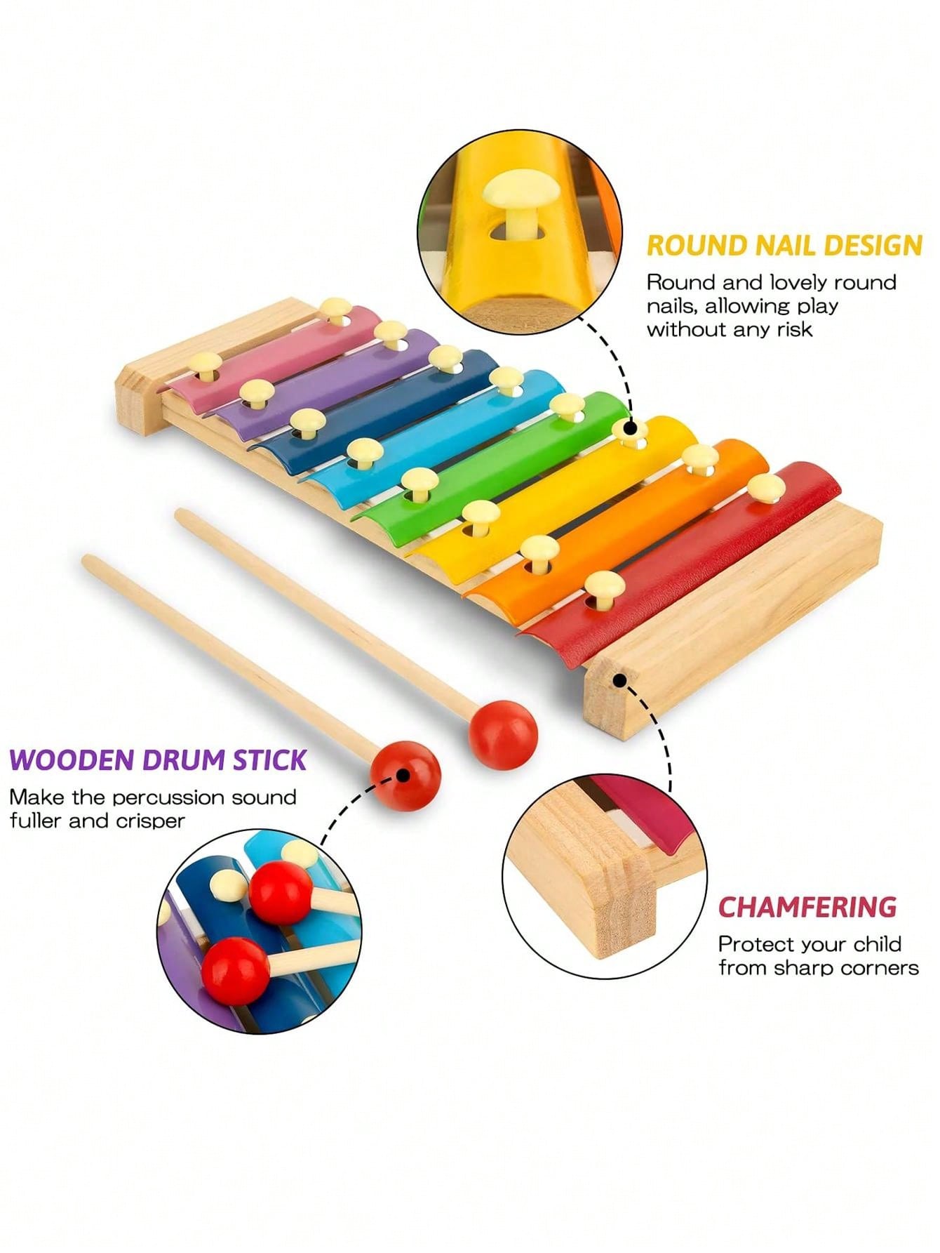 1 PCS Children's educational toy wooden music player knocks the piano ...