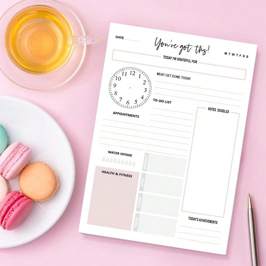 Daily Planner - Undated Tear-Off Sheets Notepad Includes Calendar ...