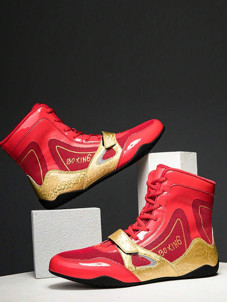 TOLLN Men's Professional Boxing Shoe High -Top Fight Shoe Fighting ...