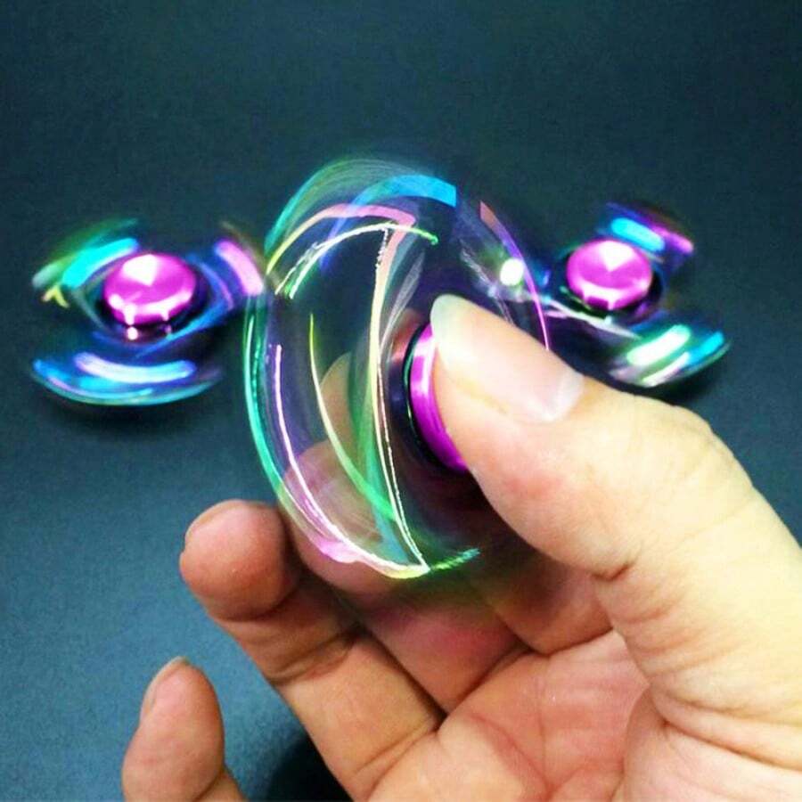1pc Rainbow Finger Spinner, Metallic , Colorful Hand Spinner, High ...