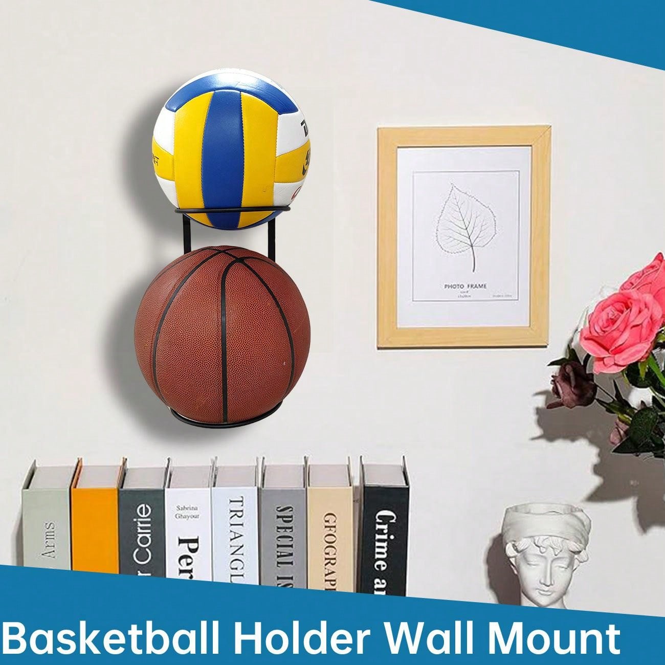 Wall-mounted Ball Storage Rack For Volleyball Basketballs Footballs ...