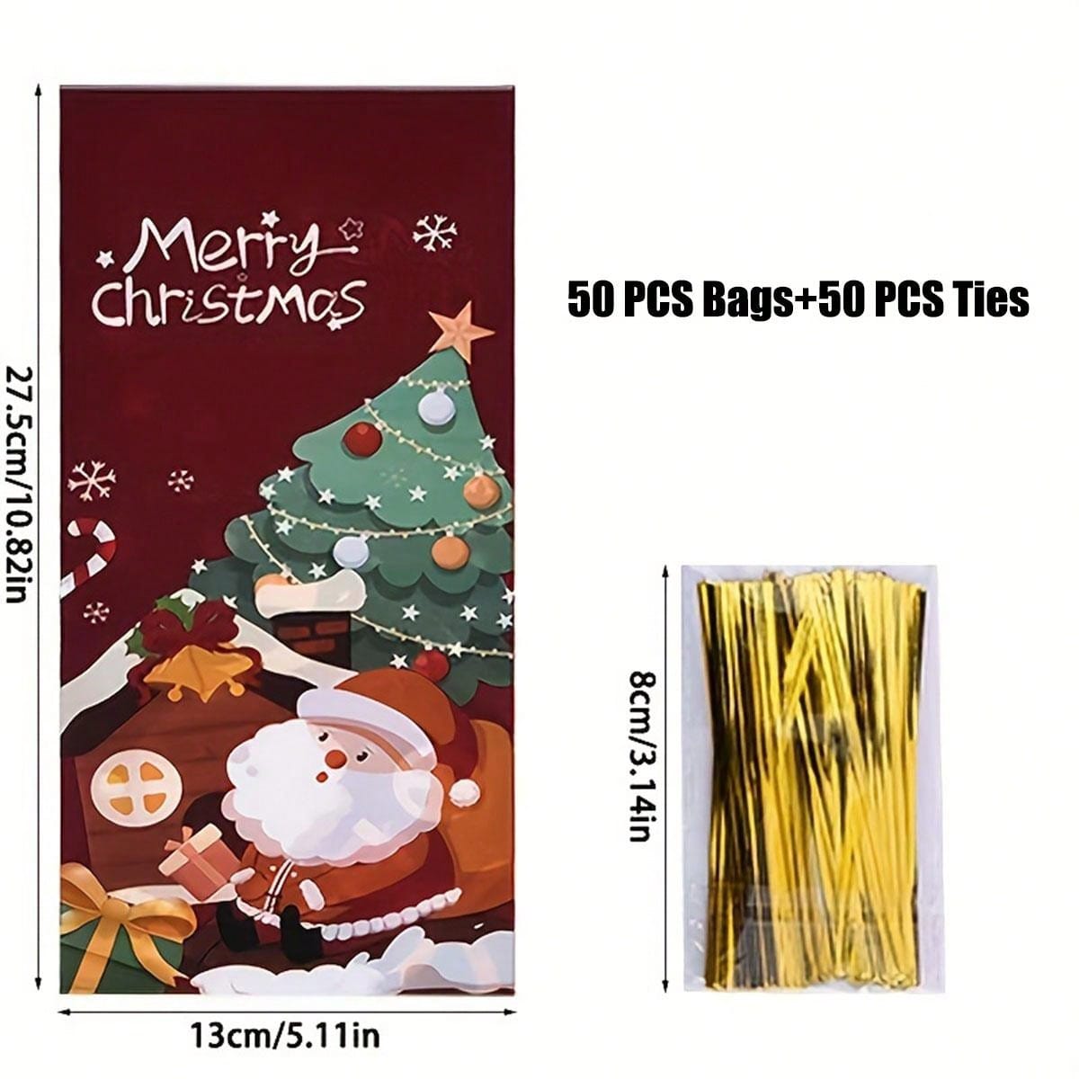 100pcs/set Christmas Candy Bag Festival Gift Bag, Glassine Bag For ...