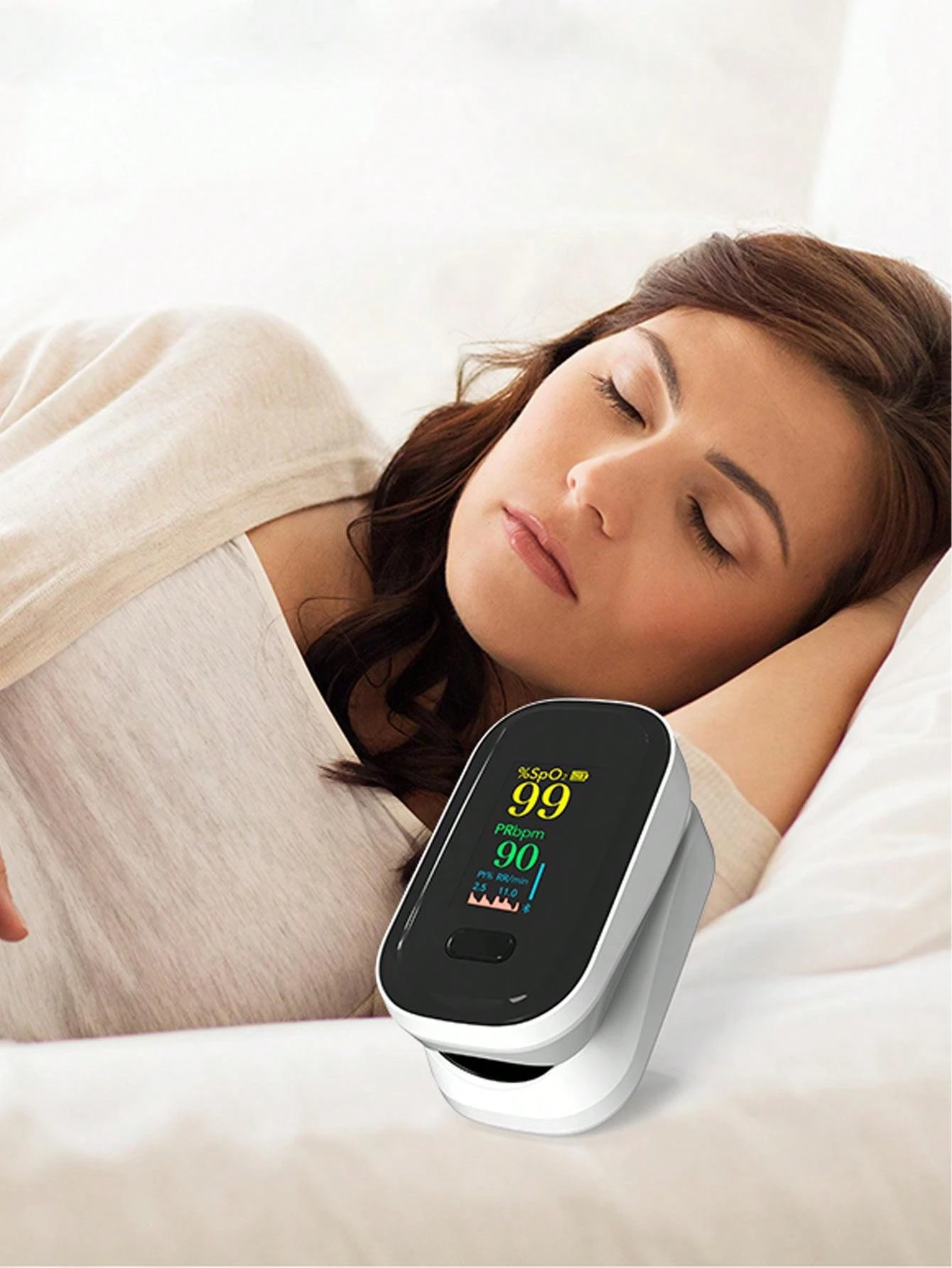 Digital Pulse Oxygen Saturation Meter, 1pc, White. Measures Blood ...