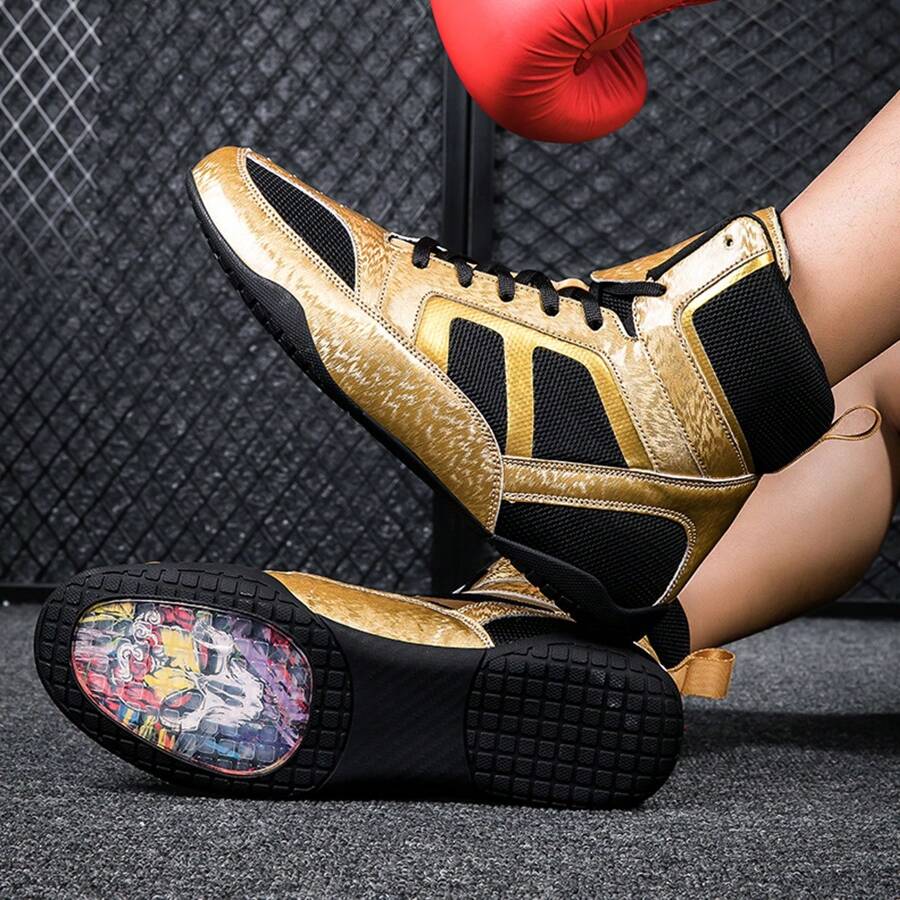 TOLLN Men's Professional Boxing Shoe High -Top Fight Shoe Fighting ...