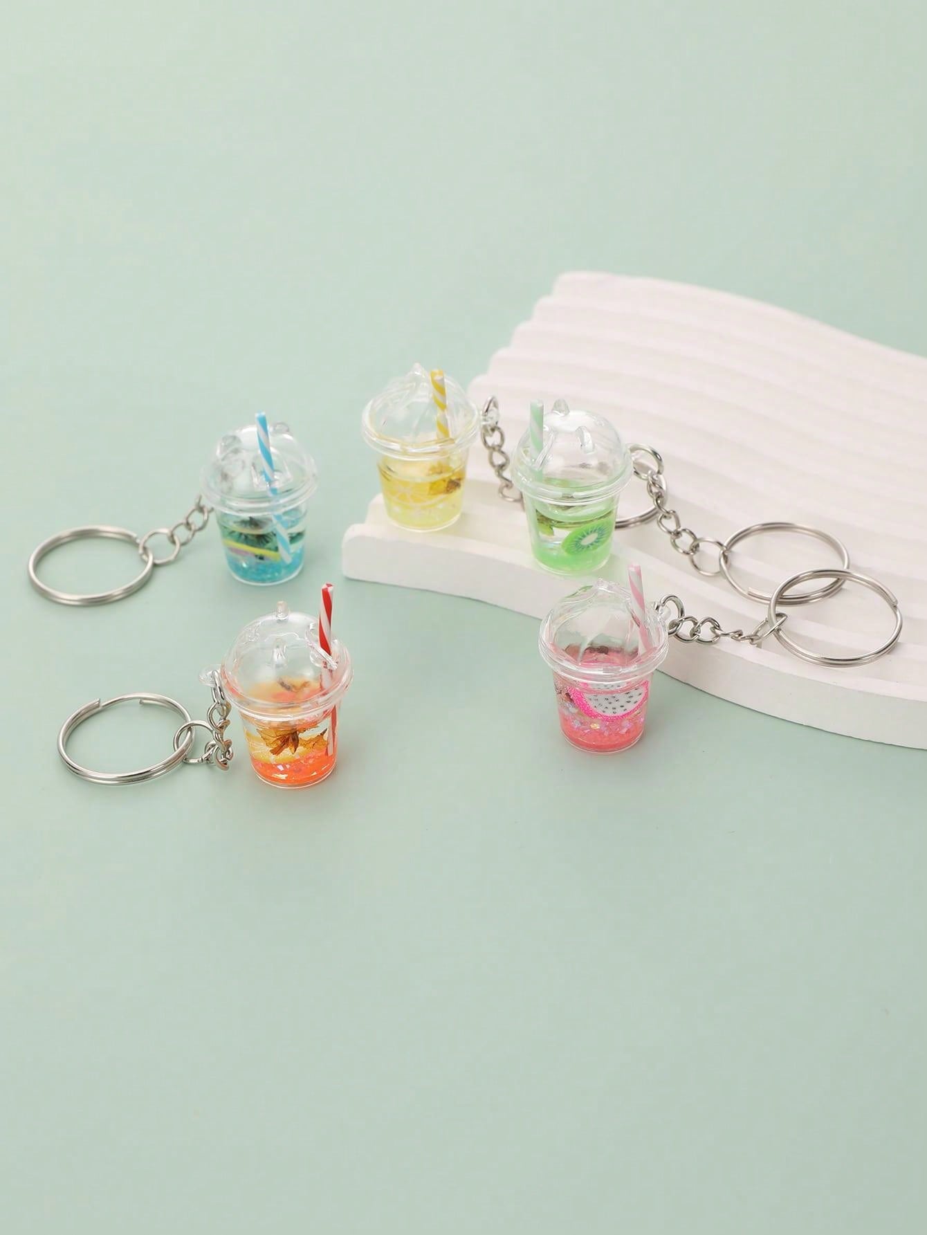 5pcs Cute Colorful Bubble Tea Cup Keychains | SHEIN UK