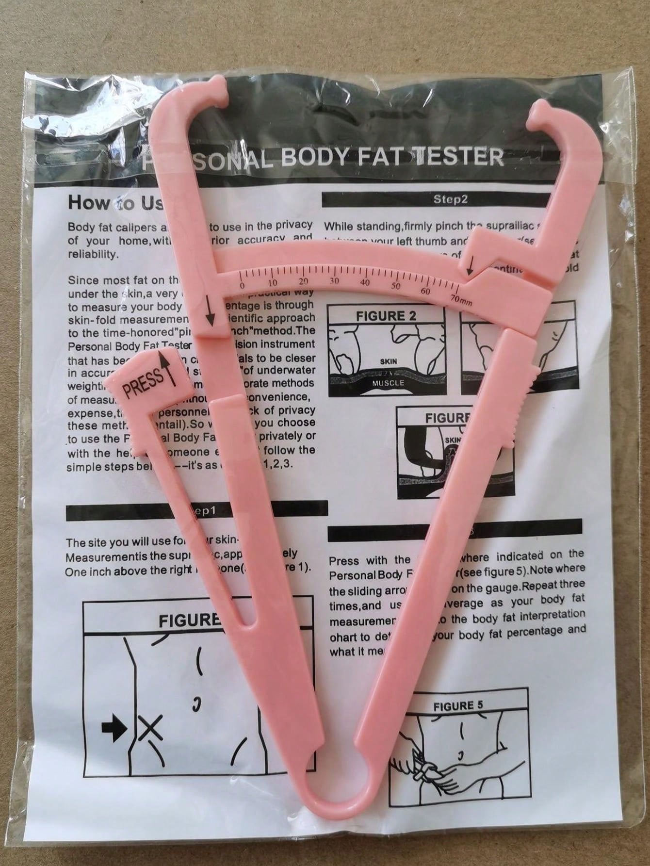 1pcs Weight Loss Fat Caliper Body Fat Tester Skinfold Measurement Tape ...