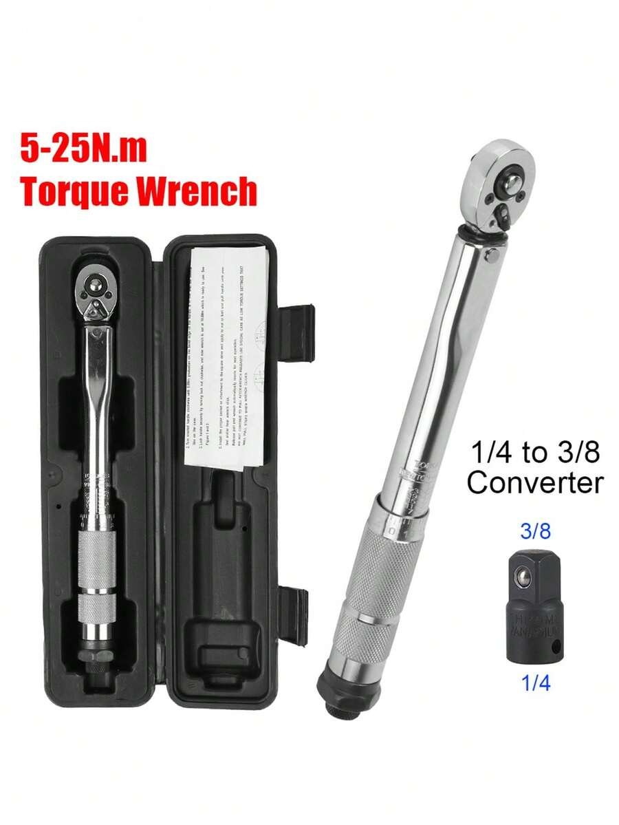 Adjustable Torque Wrench 5-25N.m Micrometer 1/4'' Drive Professional ...