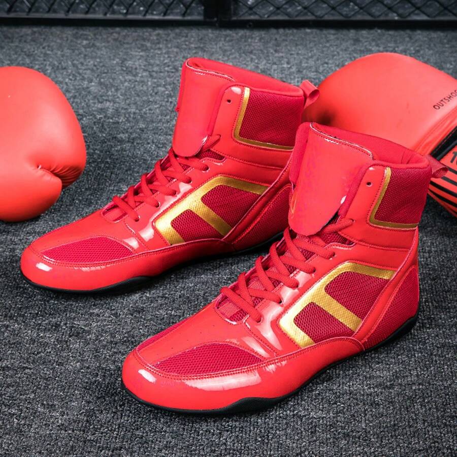 TOLLN Men's Professional Boxing Shoe High -Top Fight Shoe Fighting ...