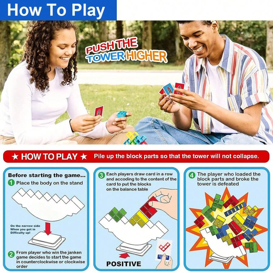 48 Pcs Tetra Tower Balance Stacking Blocks Game Balance Stacking Team ...