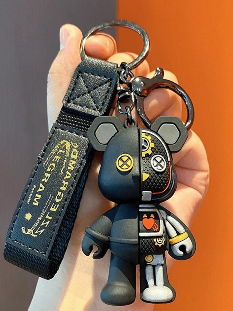 1pc Bear Charm Keychain Mechanical Bear Keychain For Men Women Cartoon ...