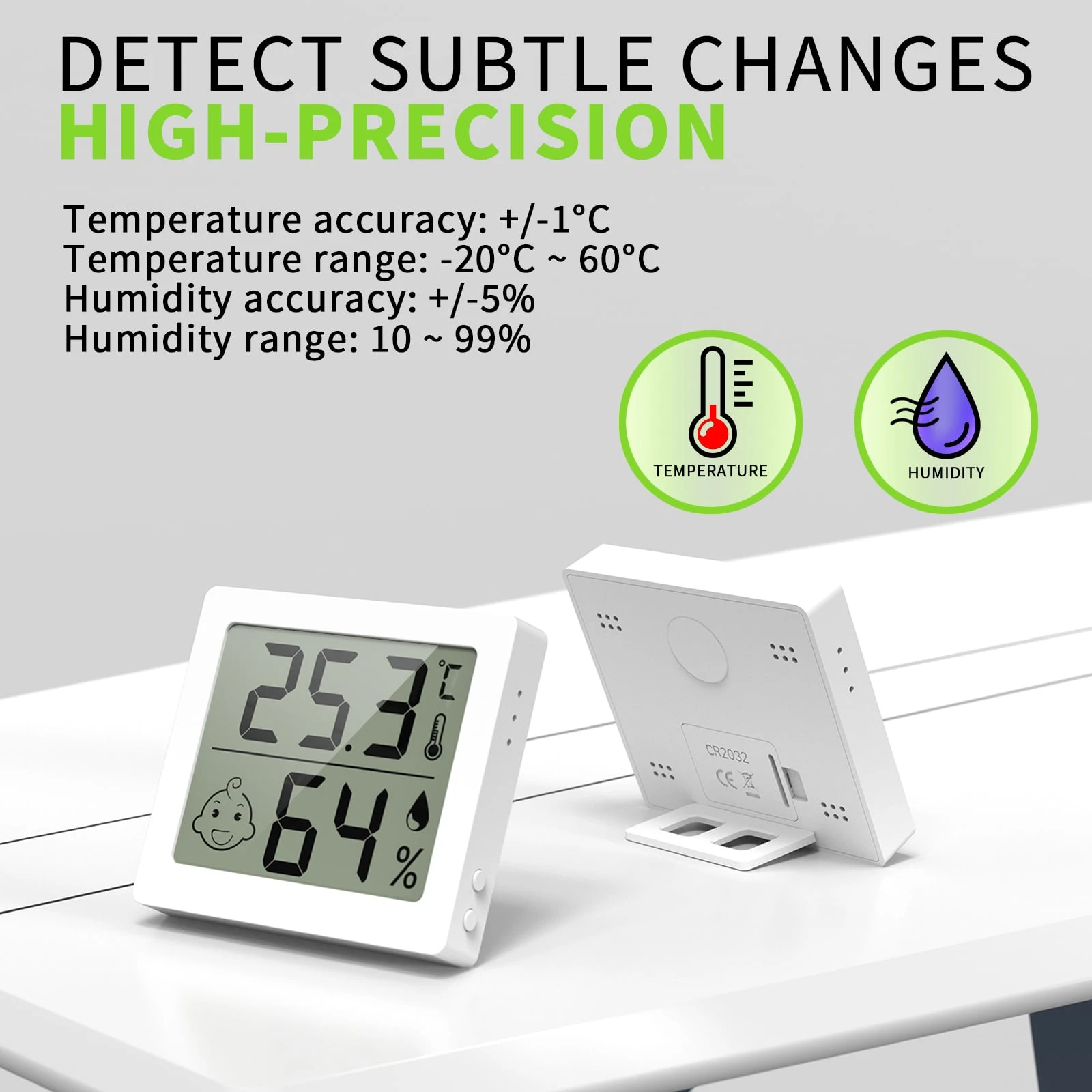 High-precision Electronic Thermometer Hygrometer, Built-in Magnet And ...