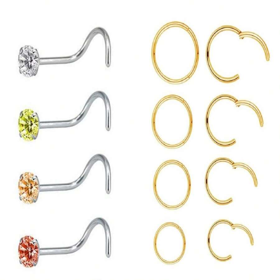 8 Uds Anillos Para La Nariz Aros Juego De Anillos Para La Nariz Anillos Para La Nariz Tachuelas ...