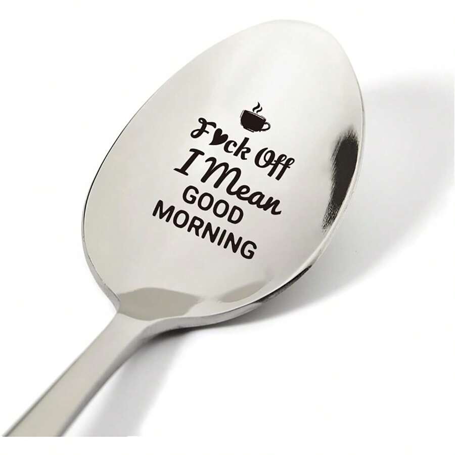 1pc 190x28mm I Mean Good Morning Spoon Engraved Stainless Steel ...