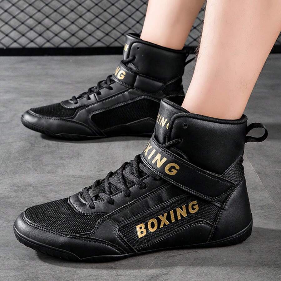 TOLLN Men's Professional Boxing Shoe High -Top Fight Shoe Fighting ...