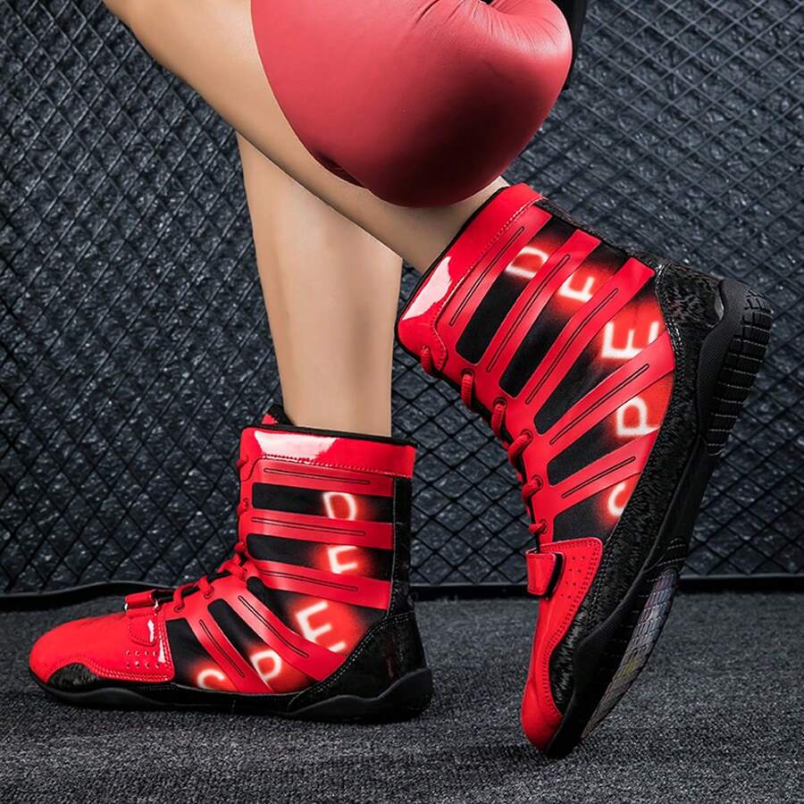 TOLLN Men's Professional Boxing Shoe High -Top Fight Shoe Fighting ...