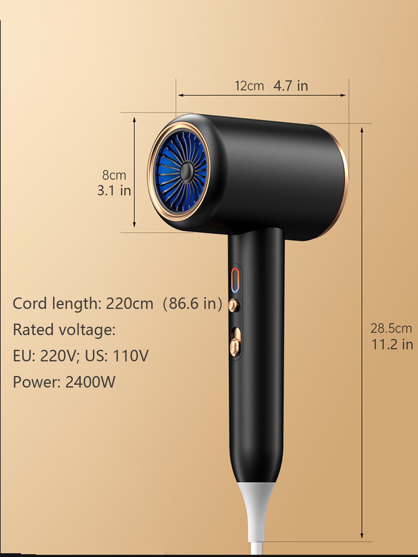 2400w Ionic Hair Dryer With Hot And Cold Wind, Household Powerful Hair Care Dryer For Women ...