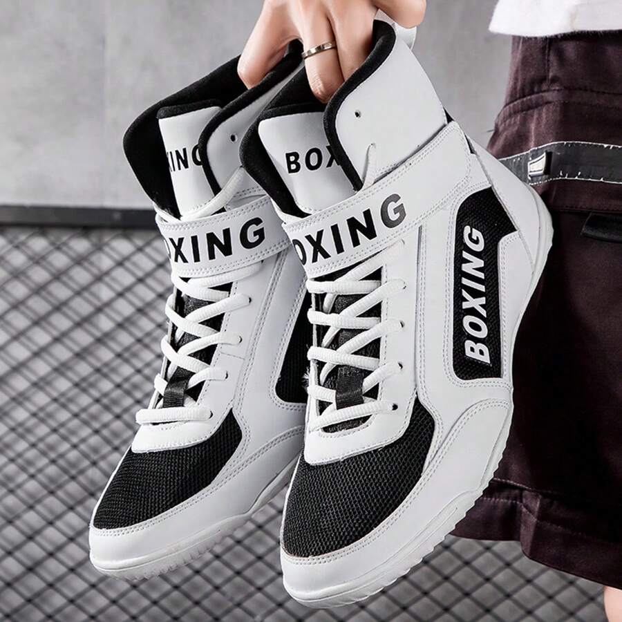 TOLLN Men's Professional Boxing Shoe High -Top Fight Shoe Fighting ...