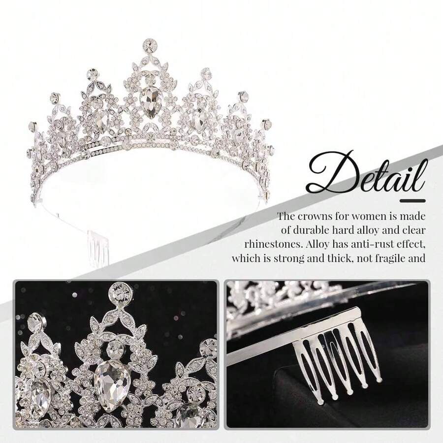 Unicra Baroque Crown Queen Crowns Rhinestone Vintage Tiara with Comb ...