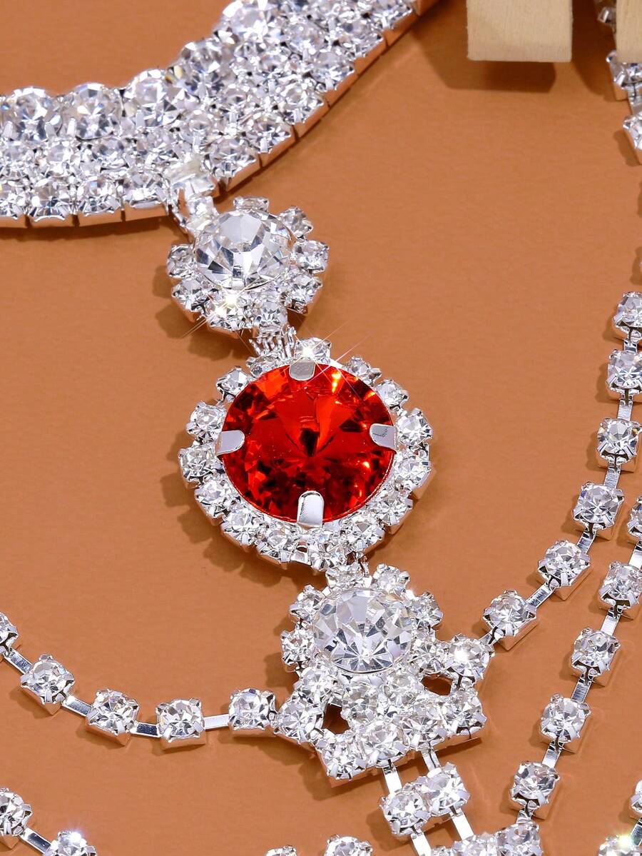 1pc Sexy Silver Color Red Rhinestone Thong Chain Fashion Bikini Body ...