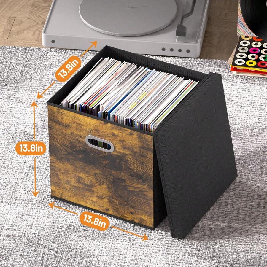Vinyl Record Storage Box, Vinyl Record Case Set of 2, Stackable Vinyl ...