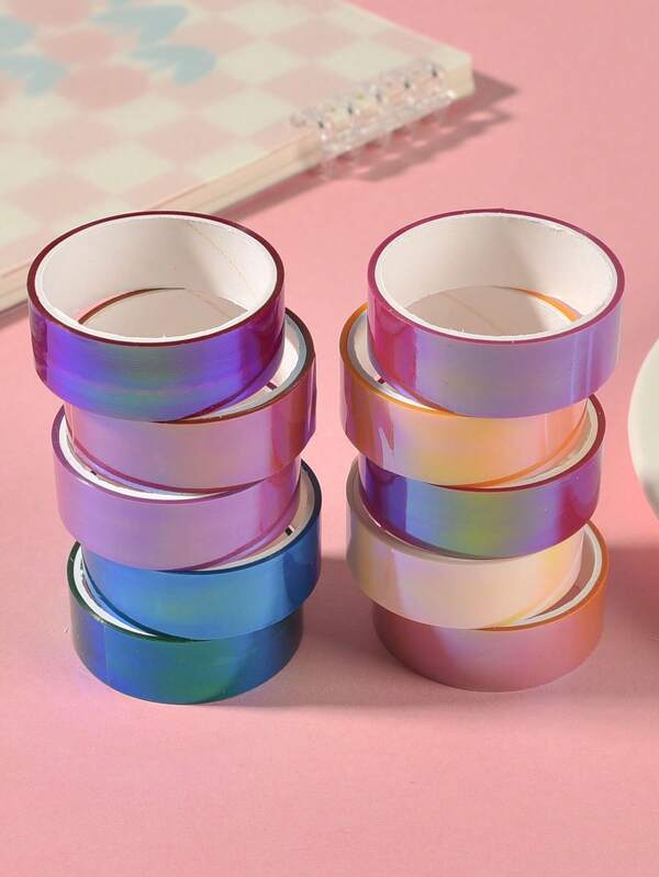 10 Rolls Colorful Decorative Tape For Scrapbooking, Journaling And ...