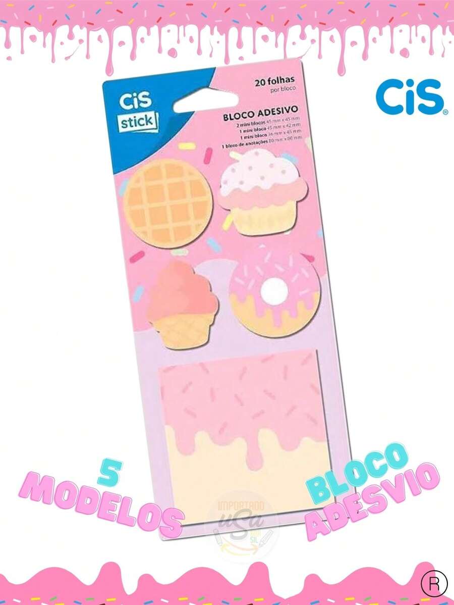 CIS Candy Donuts docinho Bloco Adesivo 5 modelos - 20 folhas por bloco ...