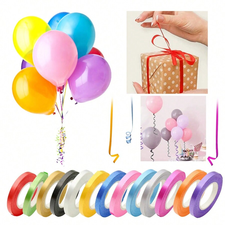 100 Gift Ribbons Balloon Curly Ribbon Birthday Decoration Party ...