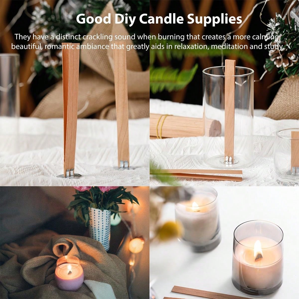 20 Piezas Mechas De Velas De Madera De Cerezo Sin Humo- Mecha De Madera ...