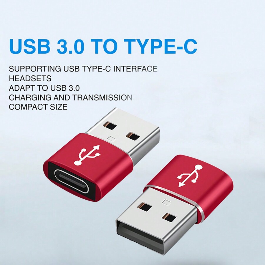 2PCS USB to USB-C connector adapters, plug USB male to Type-C female ...