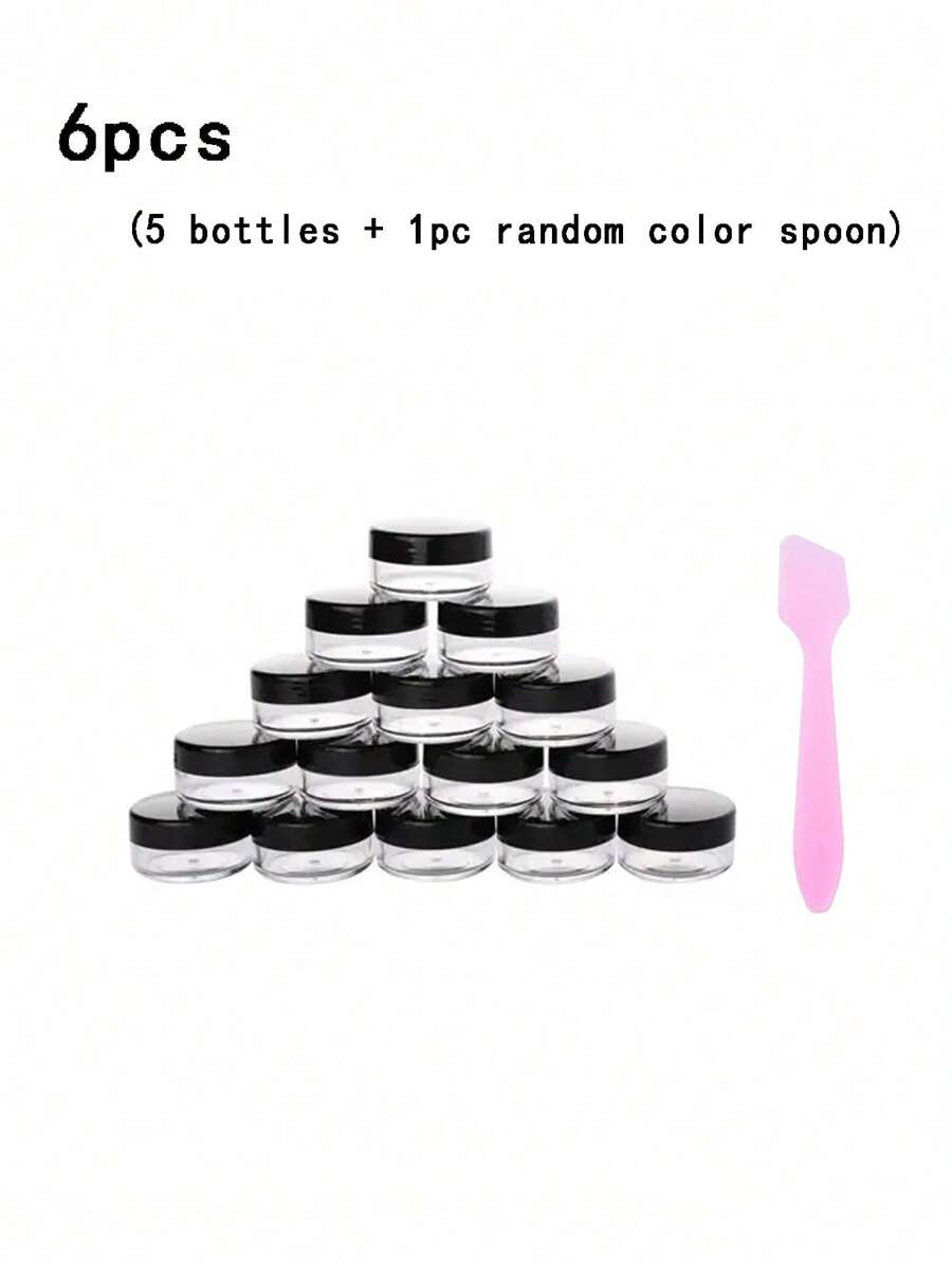 6pcs (5 bottles + one random color spoon) set, round jar plastic ...