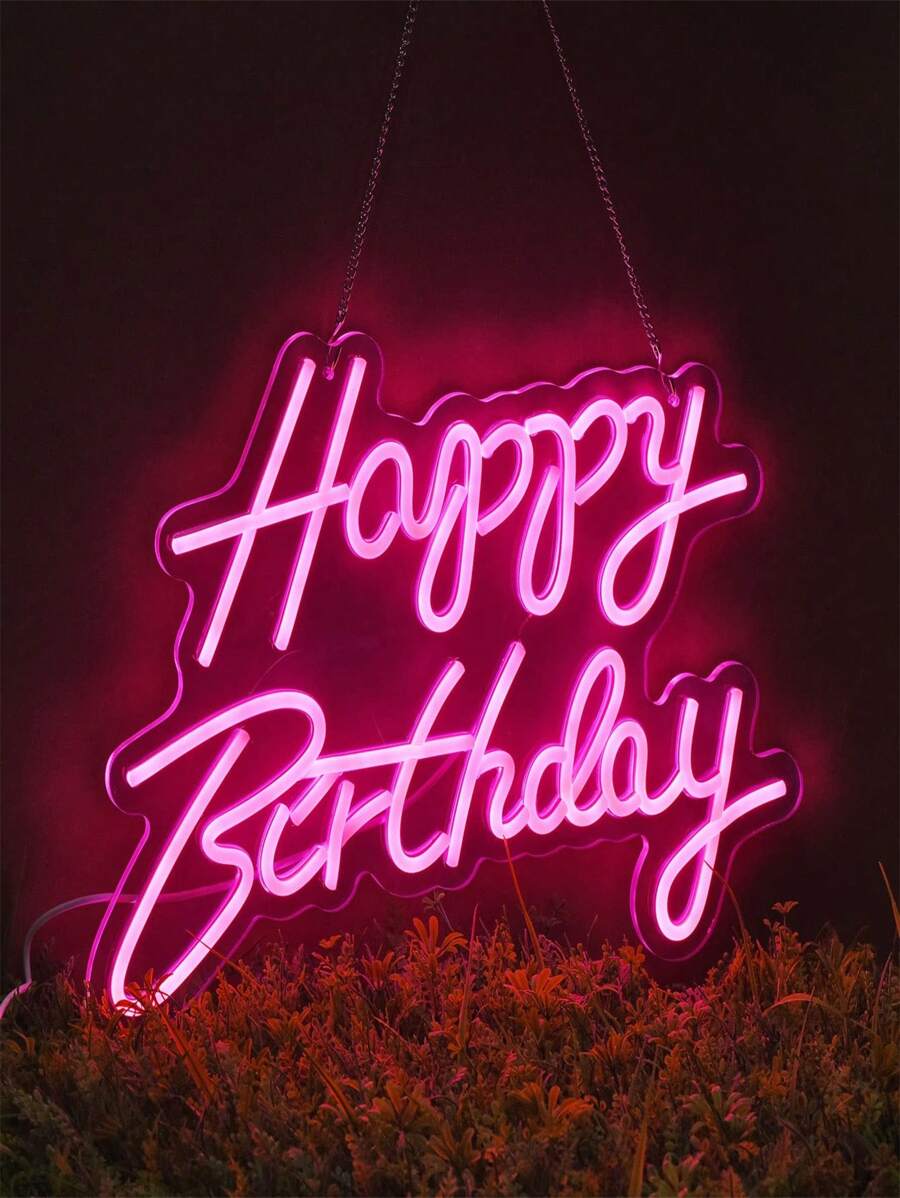 Happy Birthday Neon Sign for Wall Decor, with Dimmable Switch, Reusable ...