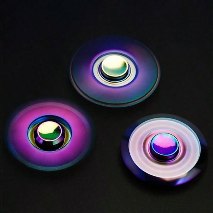1pc Rainbow Finger Spinner, Metallic , Colorful Hand Spinner, High ...