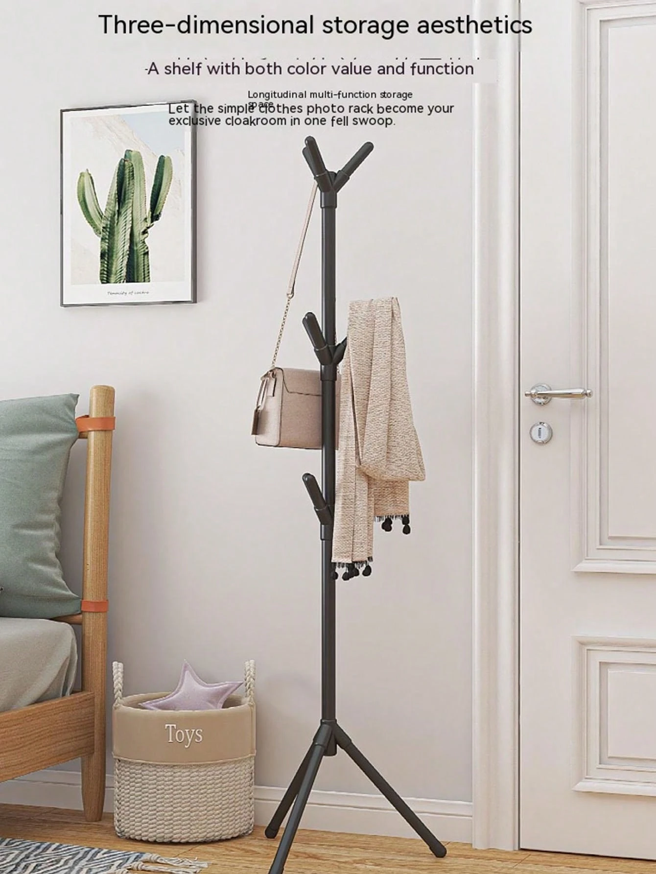 1pc Simple Assemble Floor-standing Clothes & Hat Rack, Iron Art Bedroom ...
