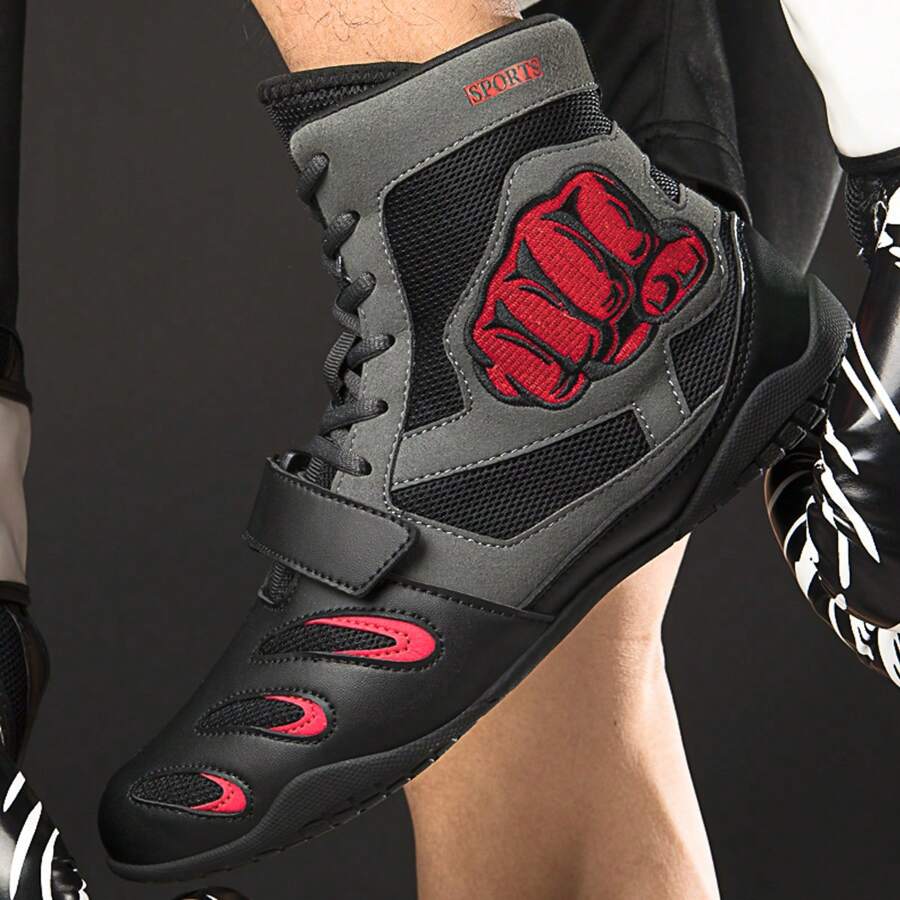 Women's professional boxing shoe high -top fight shoe fighting ...