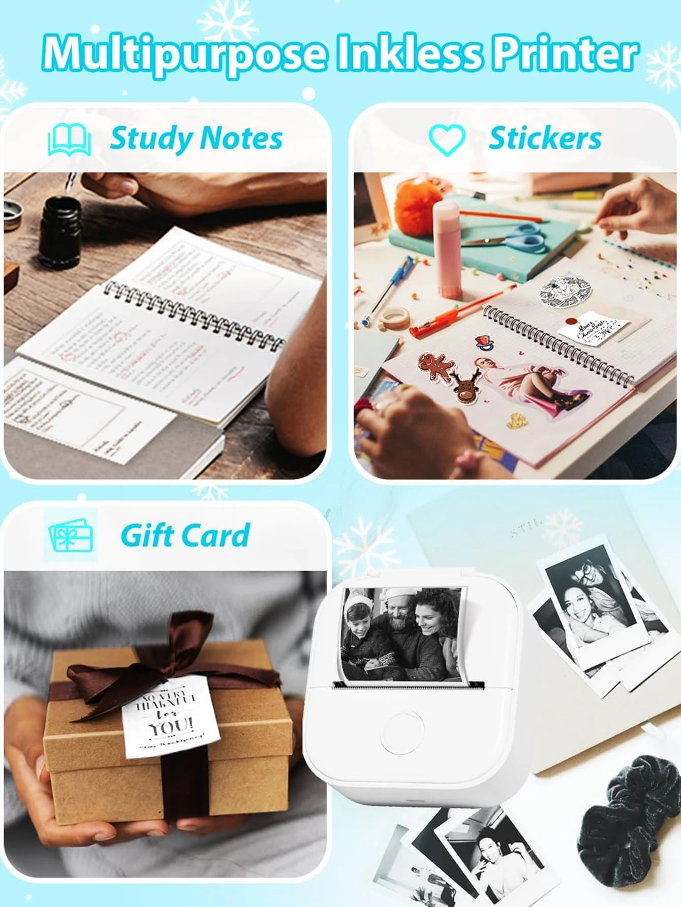 Phomemo 1 Pc T02 Portable Printer With 1 Roll Of 53mm/ 2" Sticker ...