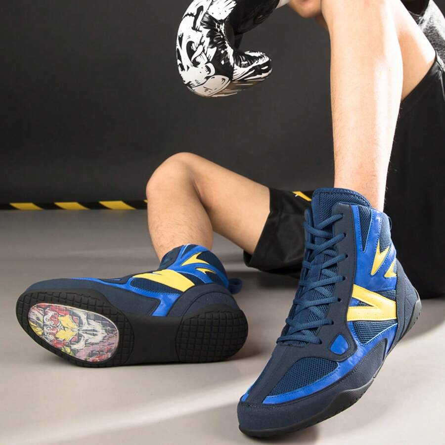 TOLLN Men's Professional Boxing Shoe High -Top Fight Shoe Fighting ...