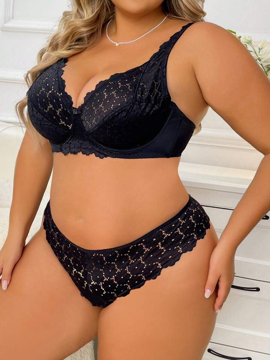 Women's Plus Size Bra And Panties Set, Ultra-thin, Sexy And Comfortable Lingerie | SHEIN USA