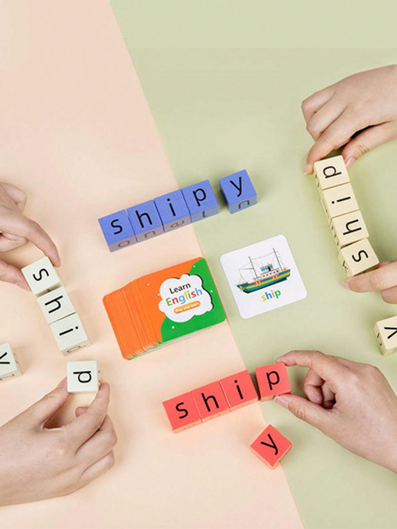 Kids' Educational Cvc Word Building Toy, Montessori English Flash Cards ...