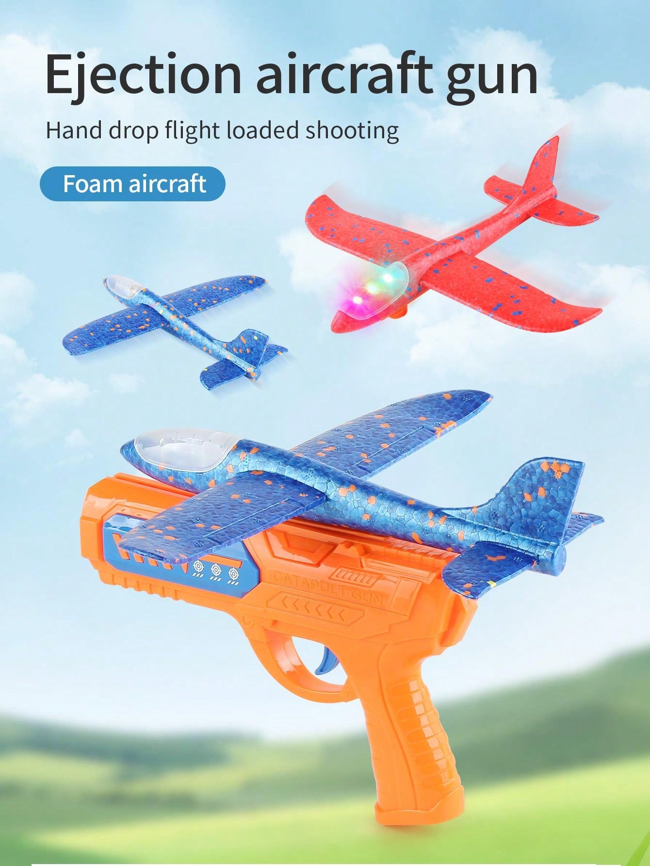 Beach Toy Ejection Airplane & Glider Foam Plane Set With Orange ...