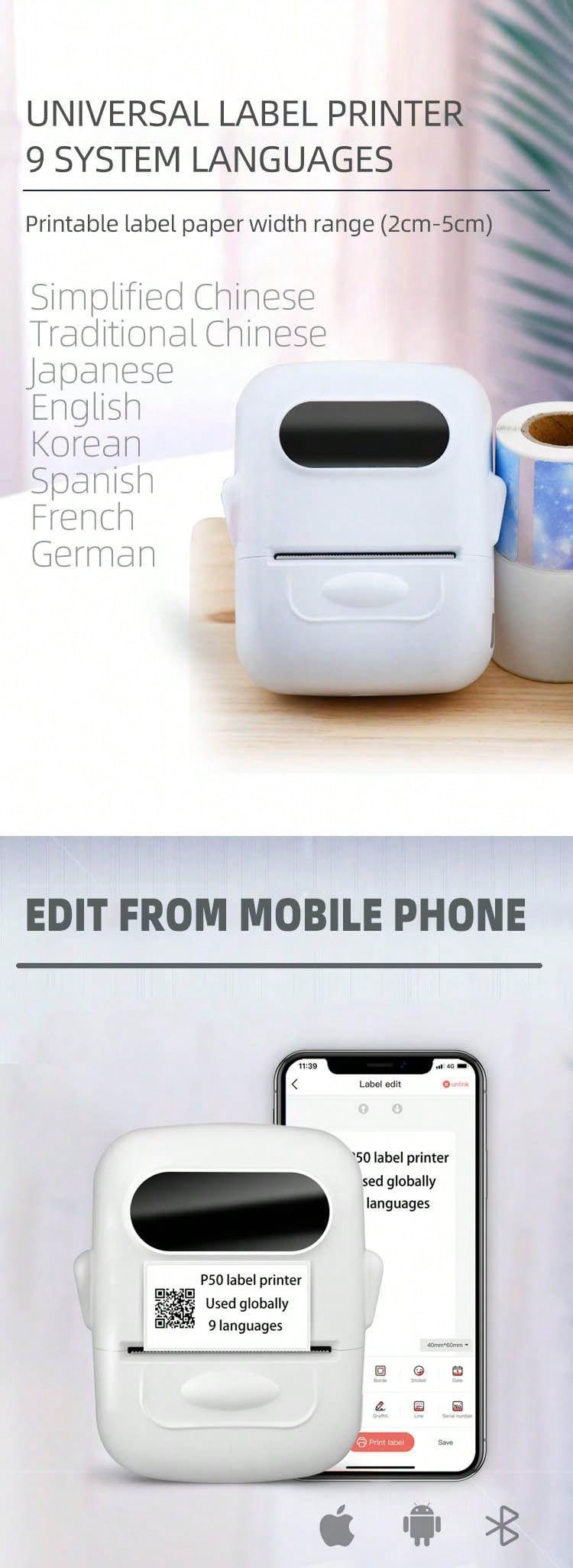 Marklife P50 Portable Thermal Stickers Impresoras 2d Mini Photo Printer ...