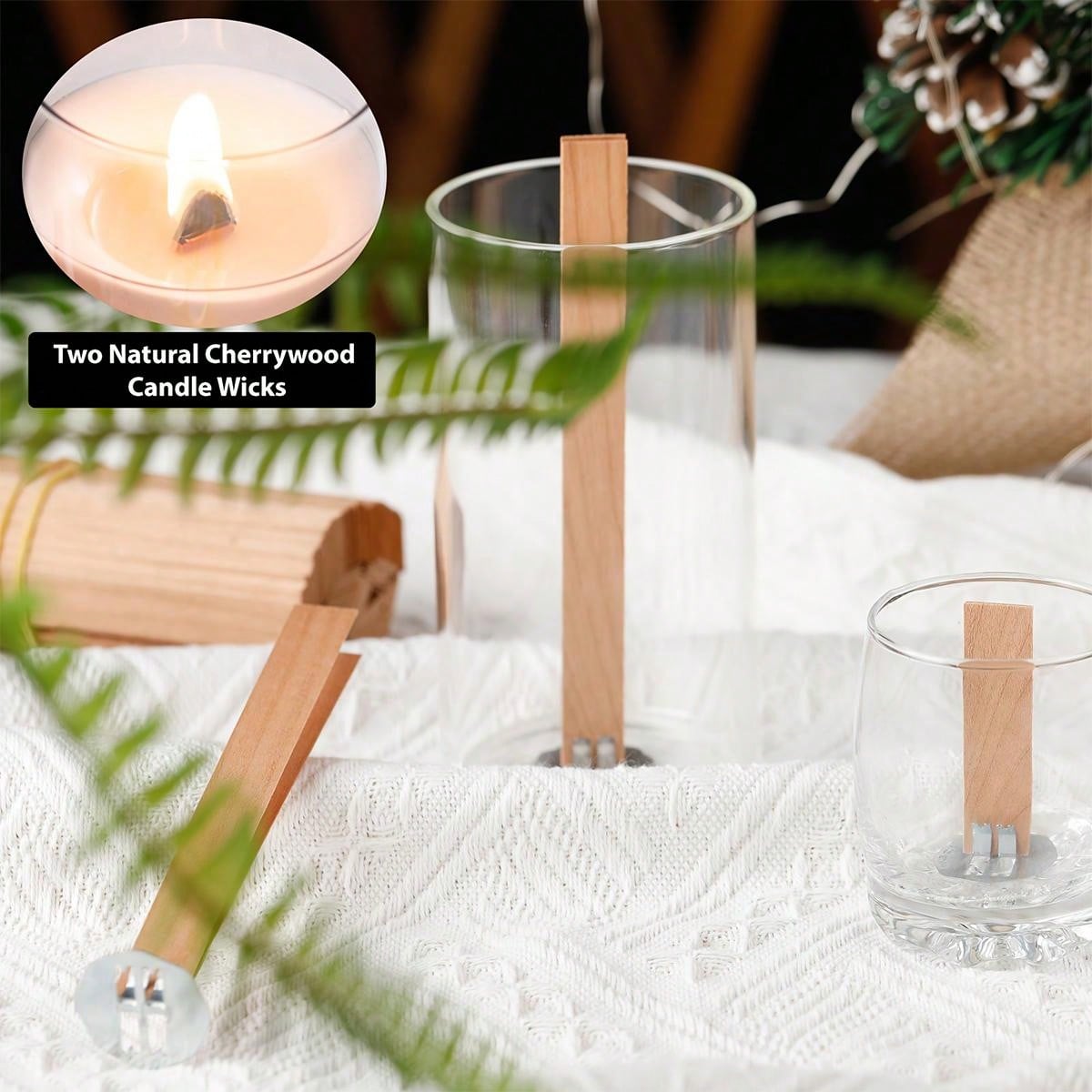 20 Piezas Mechas De Velas De Madera De Cerezo Sin Humo- Mecha De Madera ...