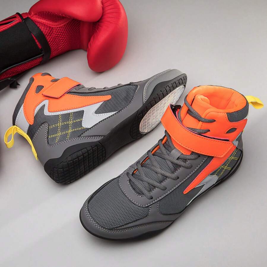 Men's professional boxing shoe high -top fight shoe fighting contest ...