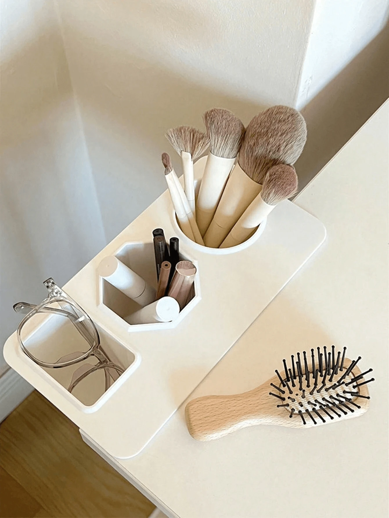 Makeup Brush Storage Bucket With Adhesive For Tabletop Or Wall Mounting ...