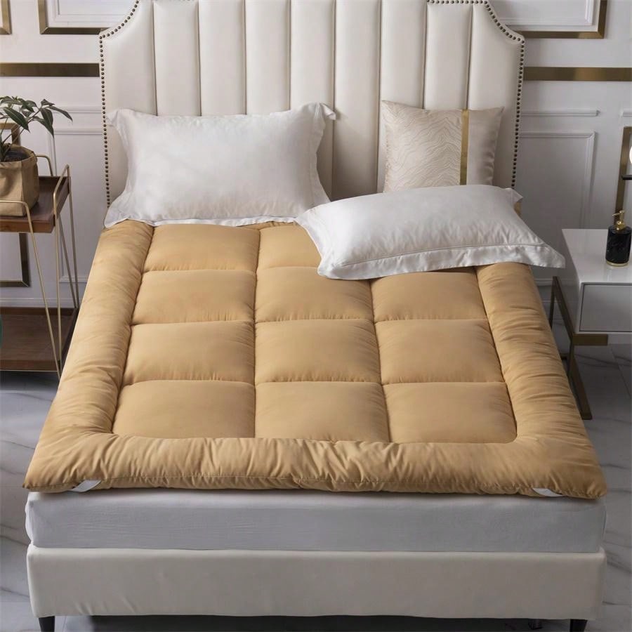 Camel-Colored Mattress Pad, Modern Minimalist Style Polyester Fiber ...